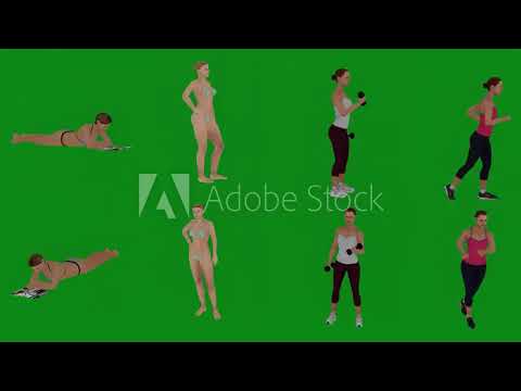 4K resolution, various bikini women on green screen background talking, swimming, sleeping,
