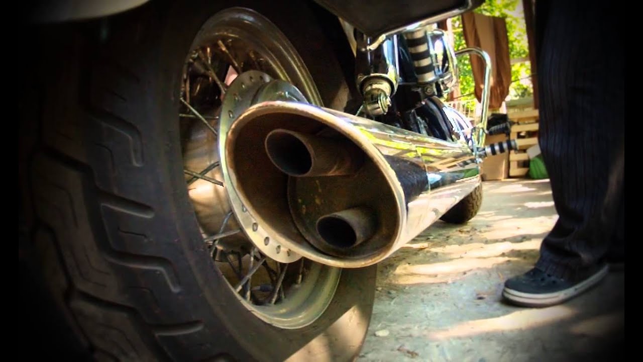 Honda Shadow VT750 97 exhaust drill - YouTube