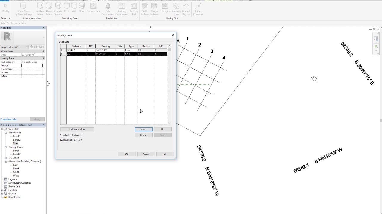 8 Revit: Save Prompt and Property Lines by Distance and Bearing - YouTube