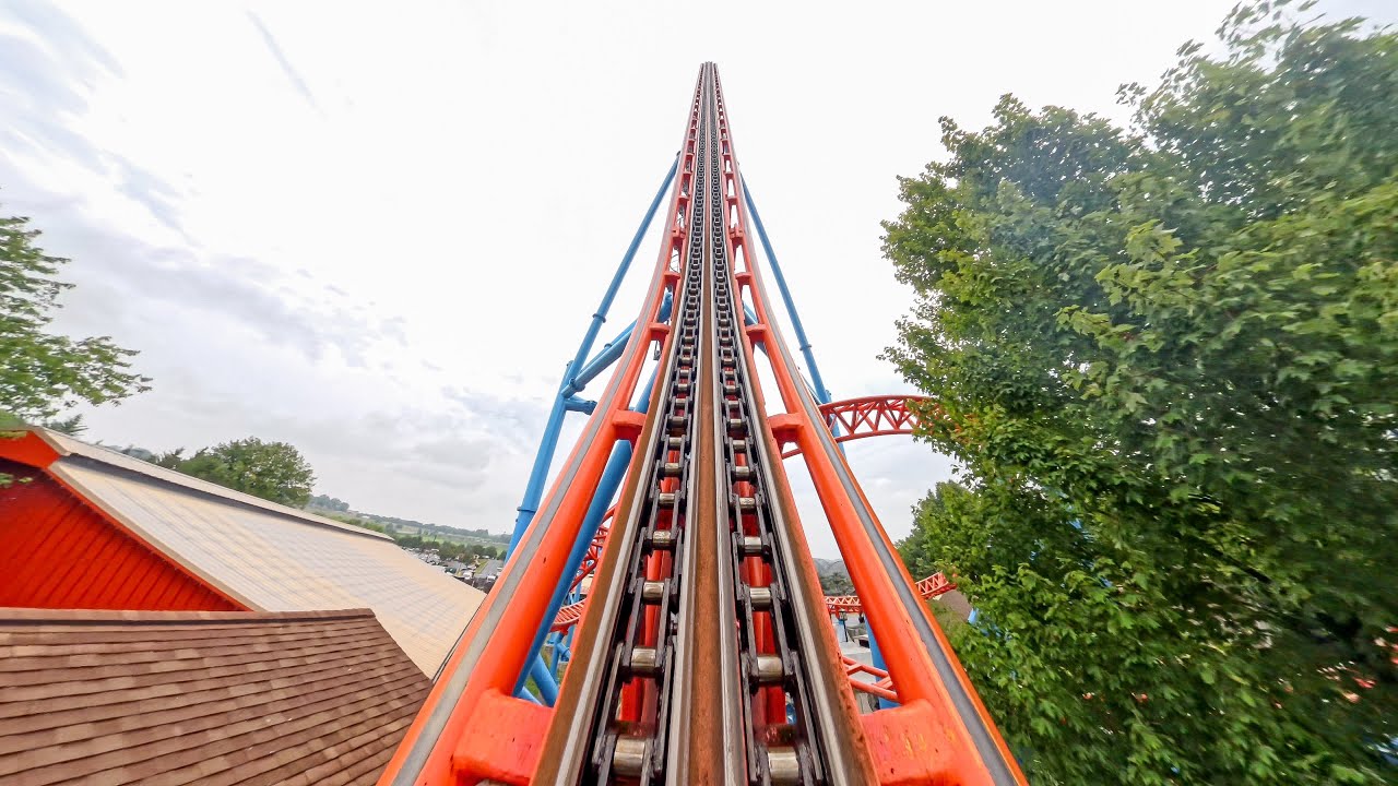 FULL POV: Fahrenheit at Hersheypark (97 degree drop) - YouTube