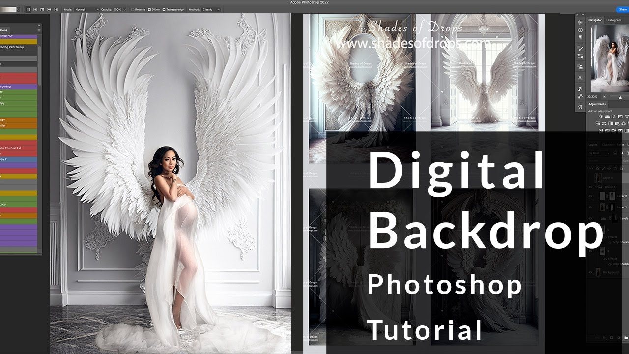 Angel Wings Digital Backdrop Photoshop Overlay Tutorial - YouTube