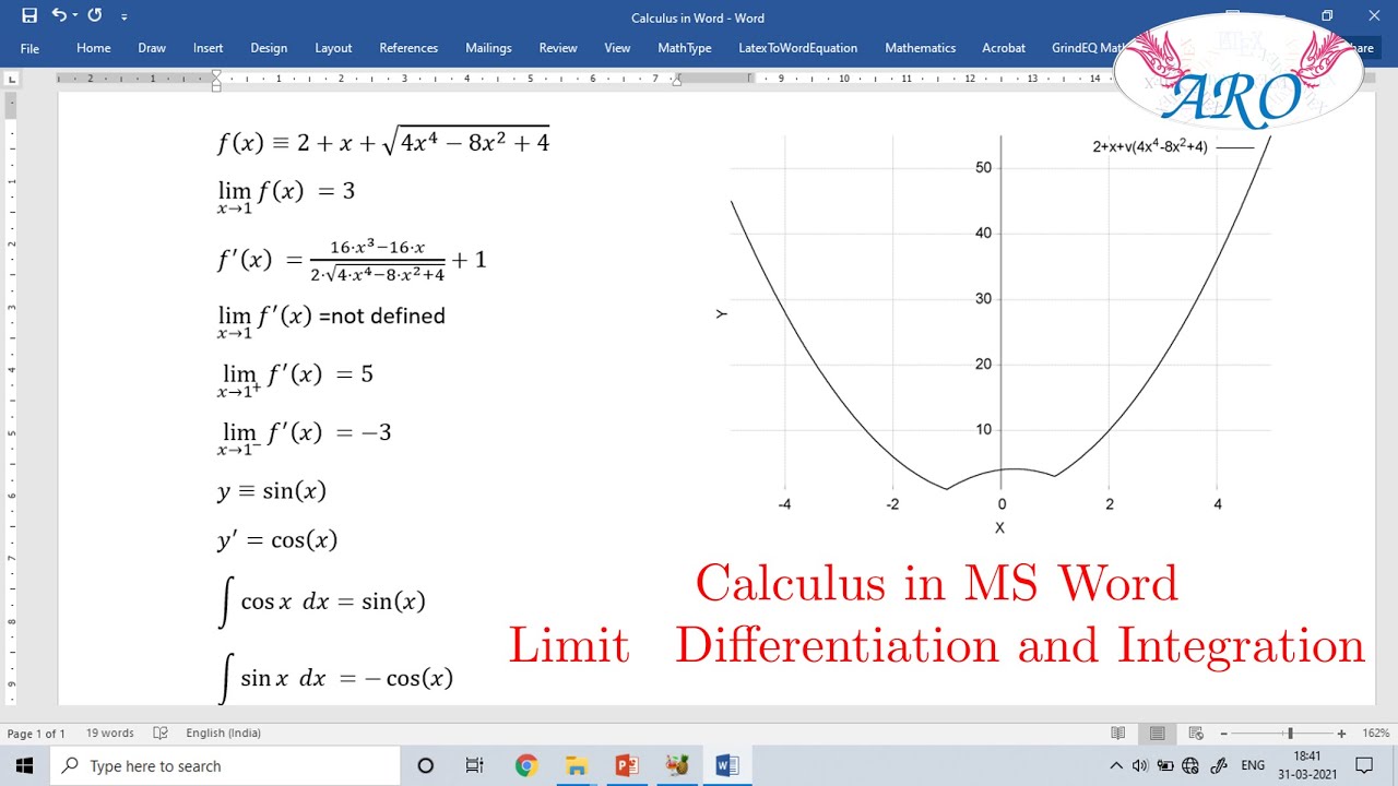 Calculus In Word: How to Calculate Limit, Differentiation and ...