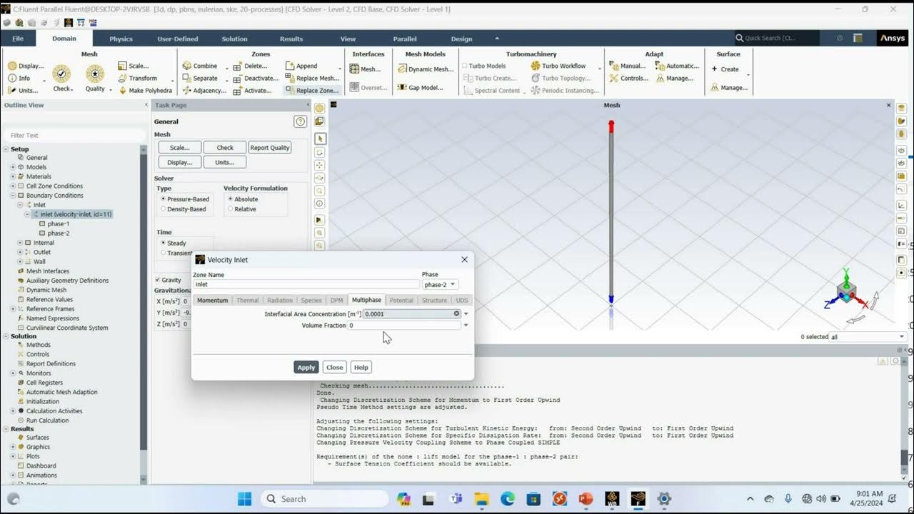 air-water two-phase flow in Ansys fluent | vertical circular pipe Two ...