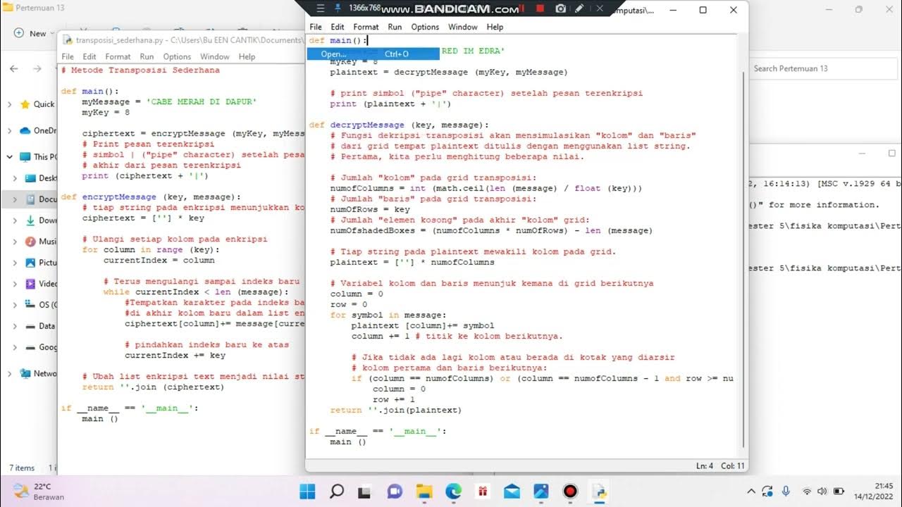 Fisika Komputasi: 13. Kriptografi Al-Kindi serta Implementasi menggunakan Python 3 - YouTube