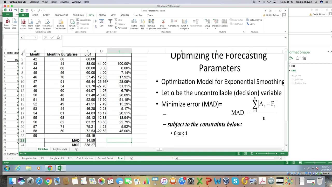 Optimizing Forecasting Parameters in Excel Solver - YouTube