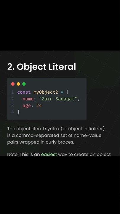Dhisum JavaScript Types of Object Creation Methods #shorts - YouTube