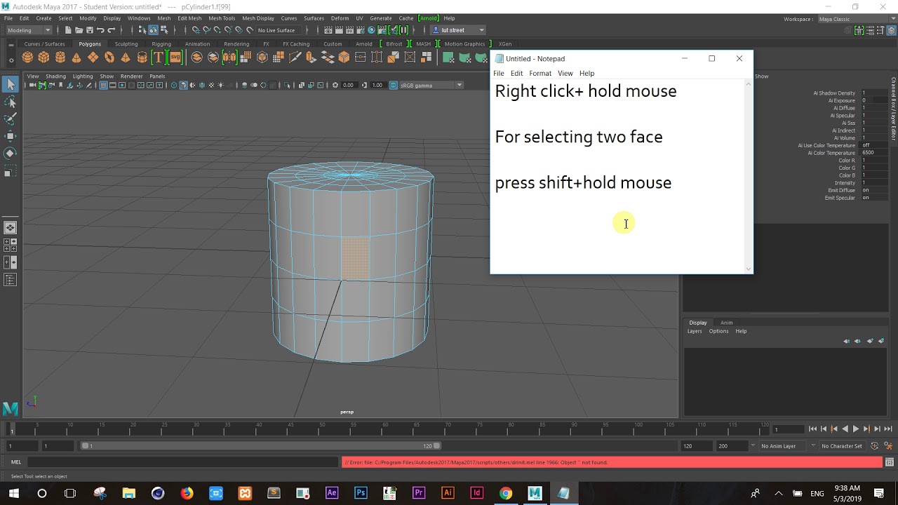 Vertices, Select faces and line in Maya 3d - YouTube
