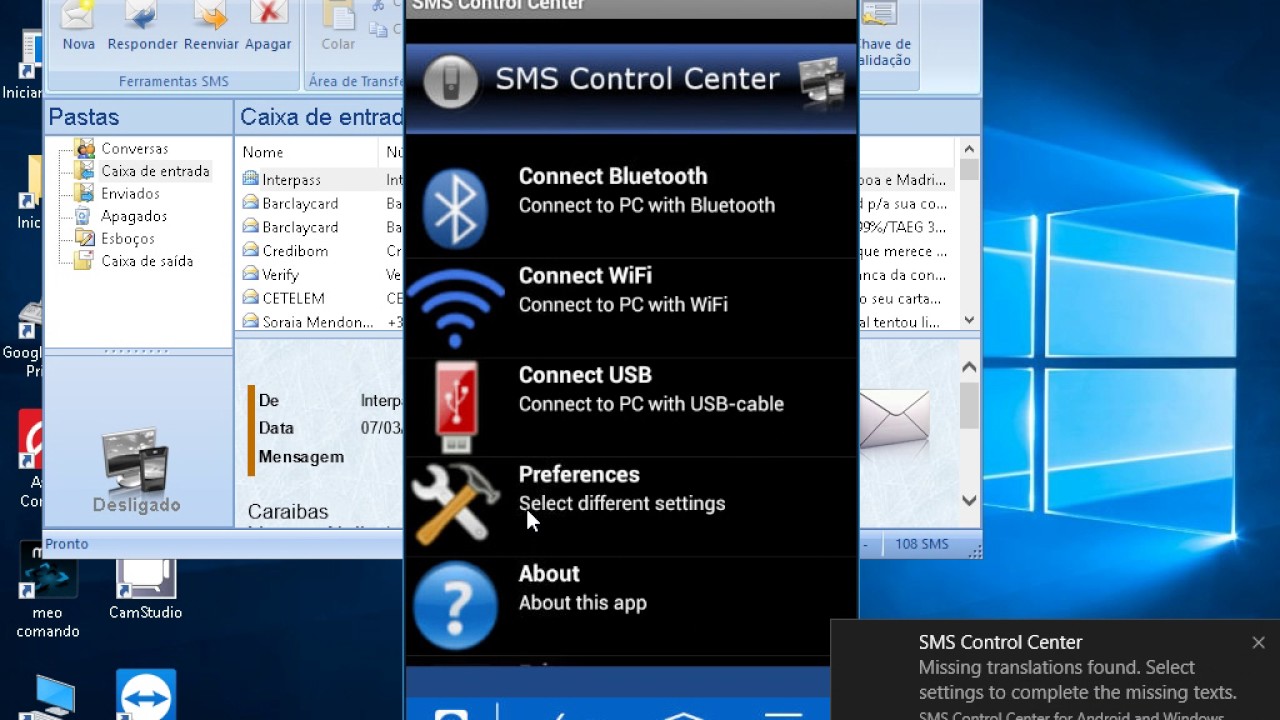 SMS Control Center Responda a Sms e a Chamadas através do PC - YouTube
