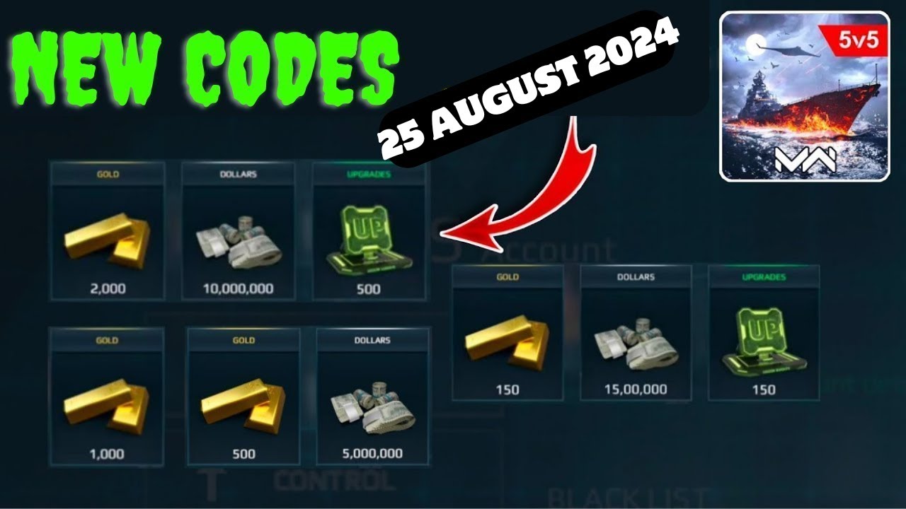 August Promo Codes In MODERN WARSHIPS PROMO CODES 2024 Updates 0.82 ...