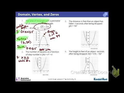 Unit 6 Lesson 7 Building Quadratic Functions to Describe Situations ...