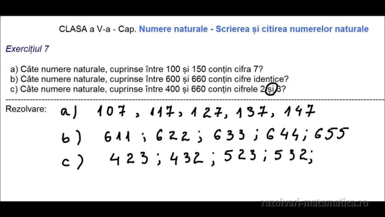 Clasa a V-a Cap. Numere naturale - Scrierea si citirea numerelor naturale - exercitiul 7 - YouTube