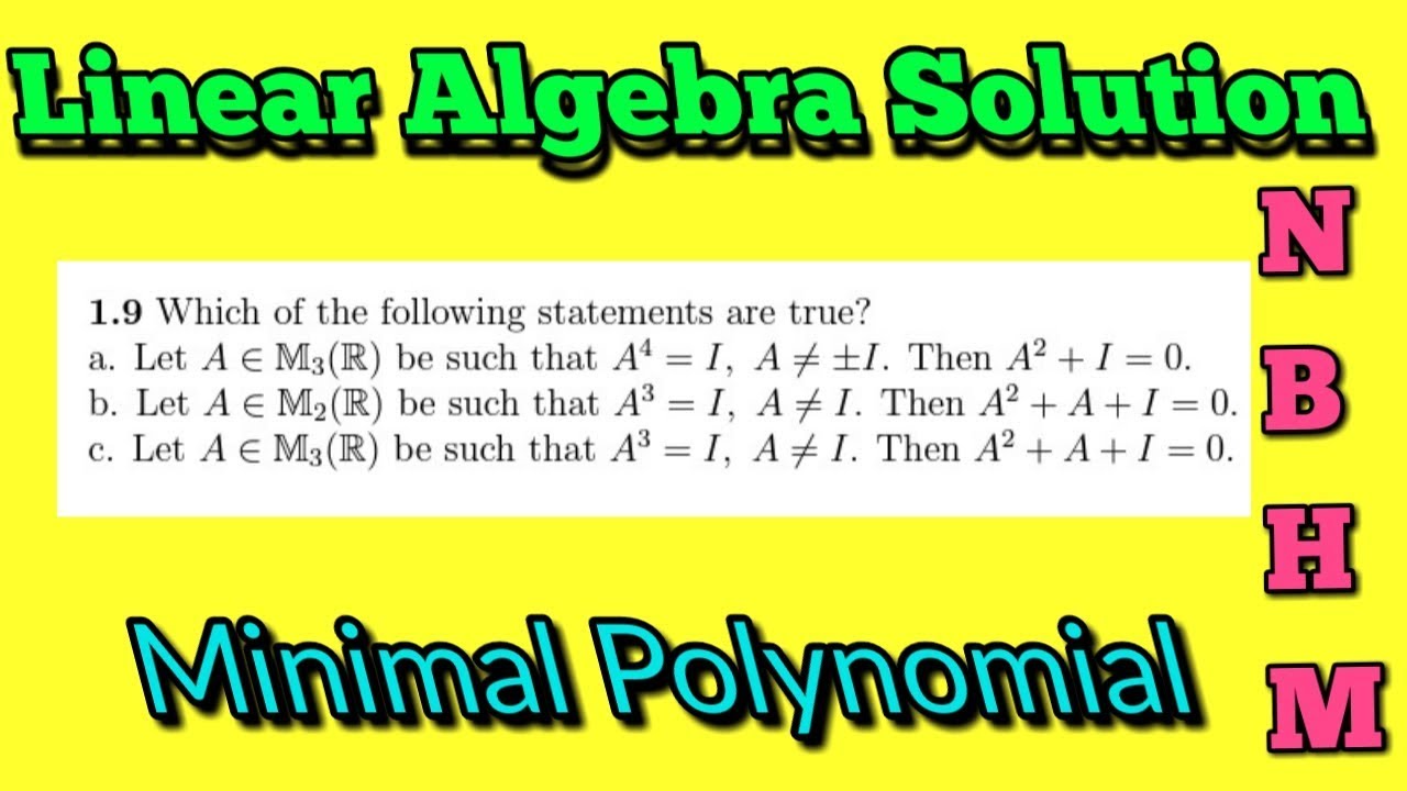 NBHM P.hd. 2016 || Linear Algebra || Minimal Polynomial || - YouTube