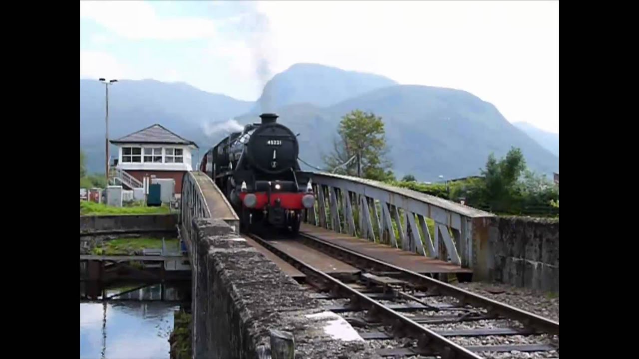 45231 Black 5 West Highlander Steam Express Banavie swing bridge Fort ...