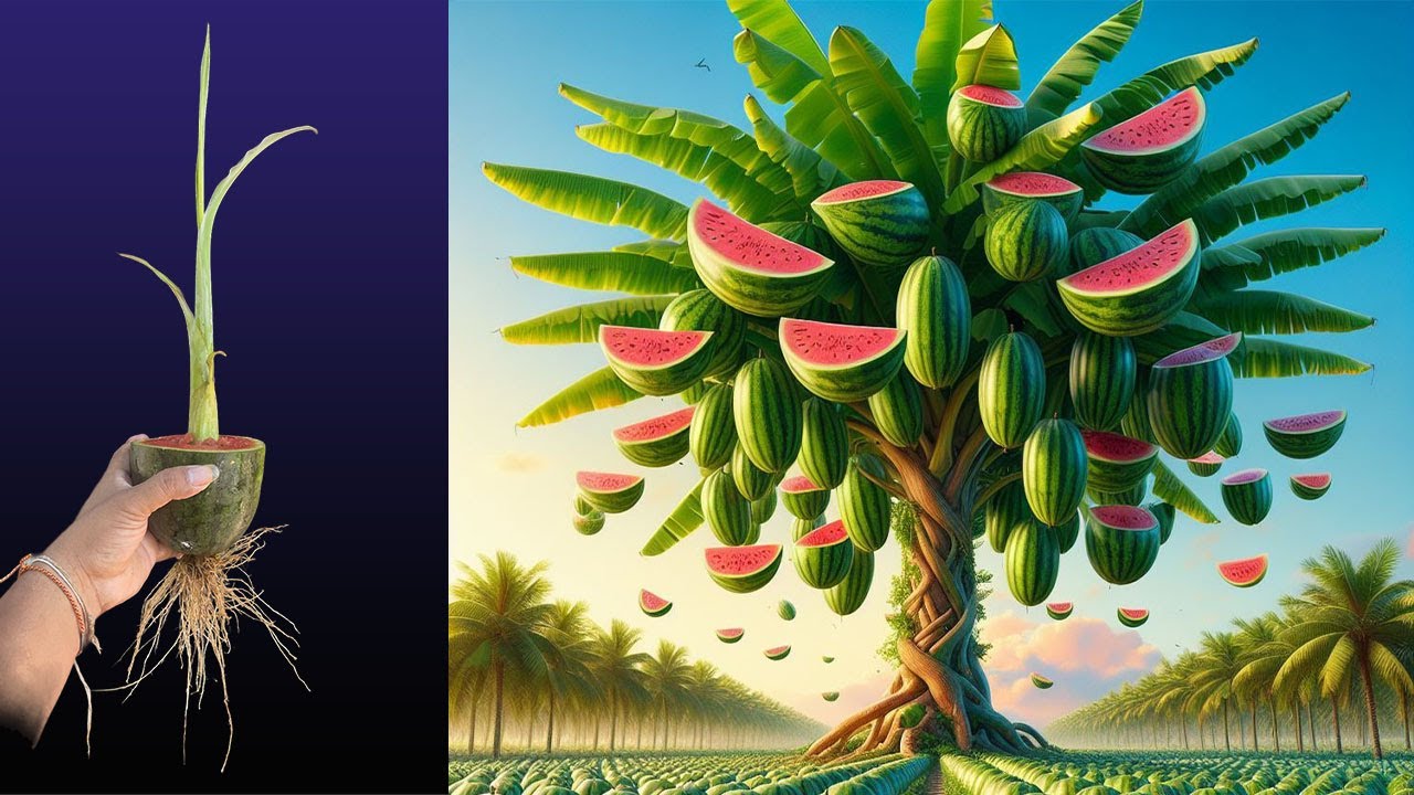 Combining Banana with Watermelon to Become a New Plant | How to growing ...