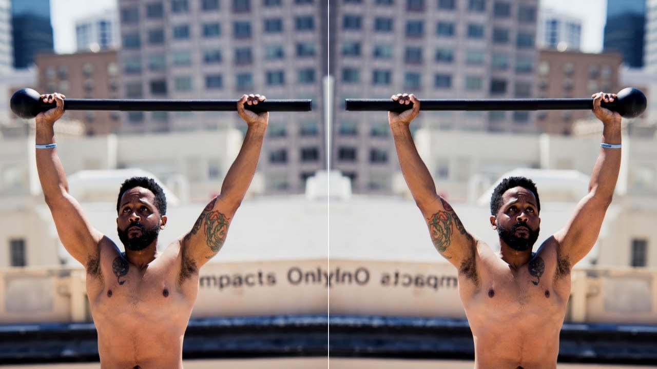 Steel Mace Training Basics Offset Overhead Press - YouTube