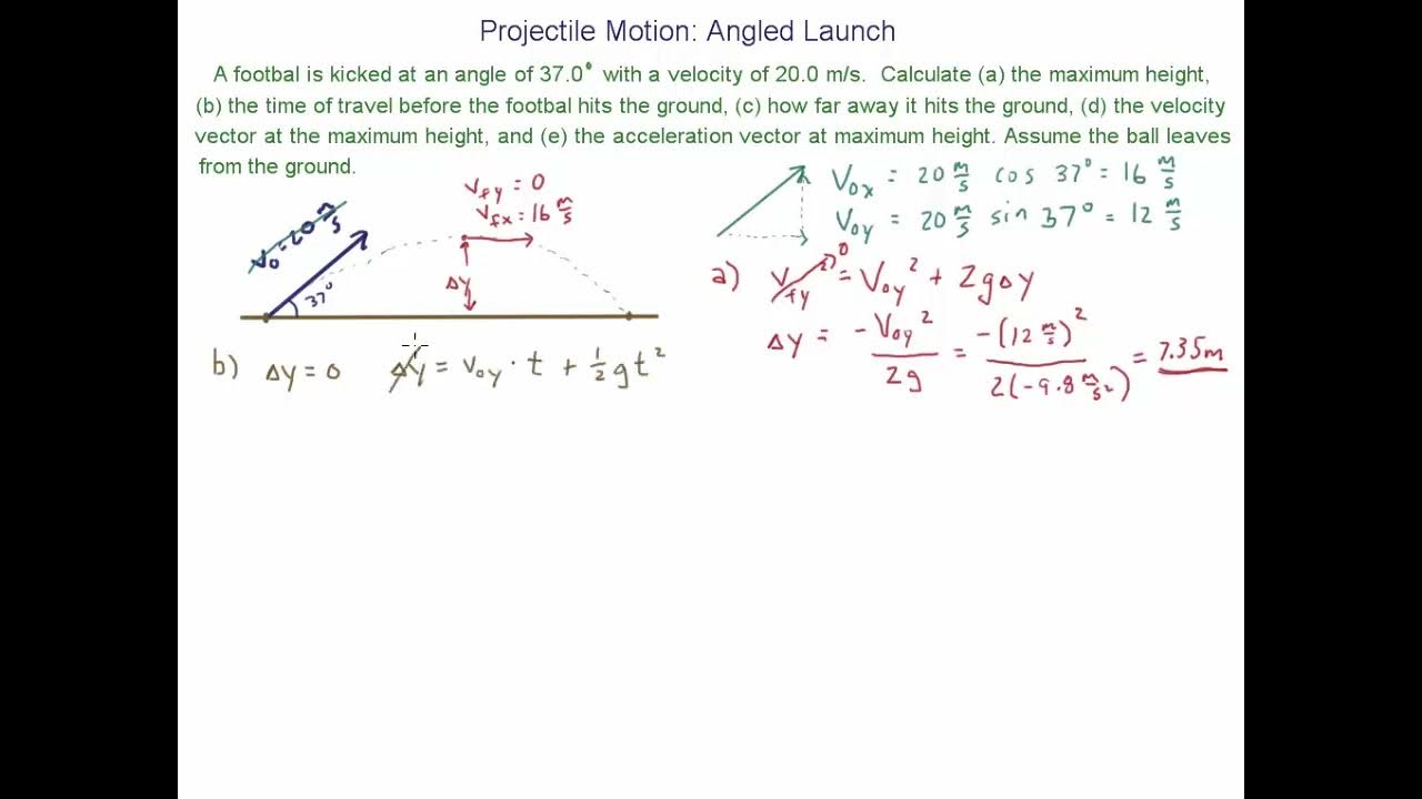 1.6b - Projectile Motion - Angled Launch - YouTube
