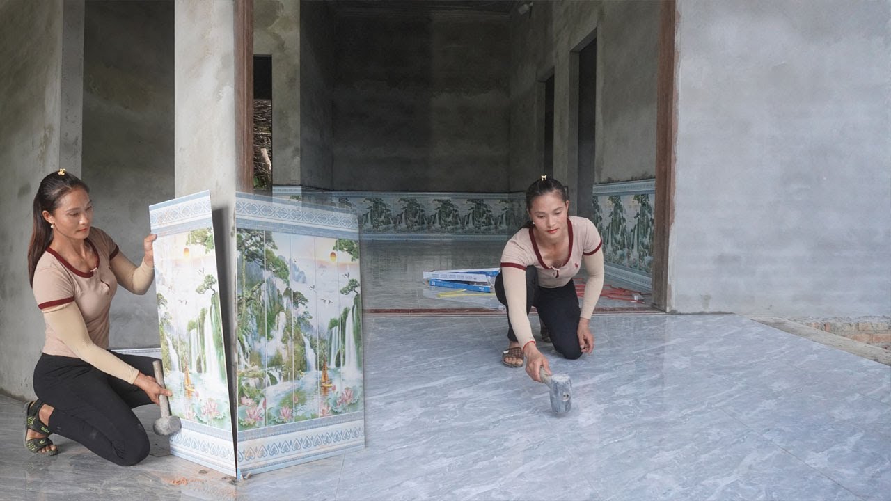 Girl Helps Poor Family Build Dream House - Build Tile The Floor - YouTube