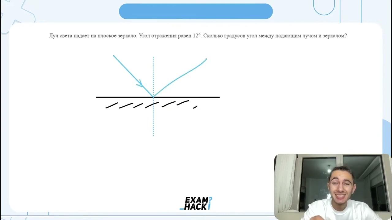 Луч света падает на плоское зеркало. Угол отражения равен 12°. Сколько ...