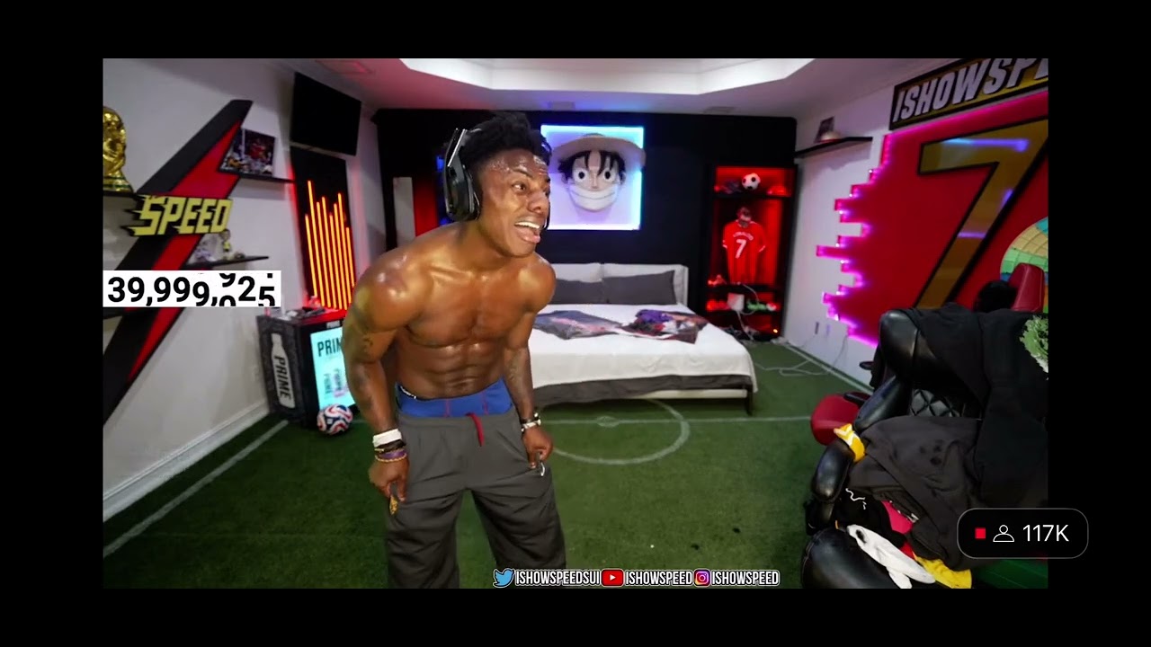 Ishowspeed headbuds his setup on his 40 million stream - YouTube