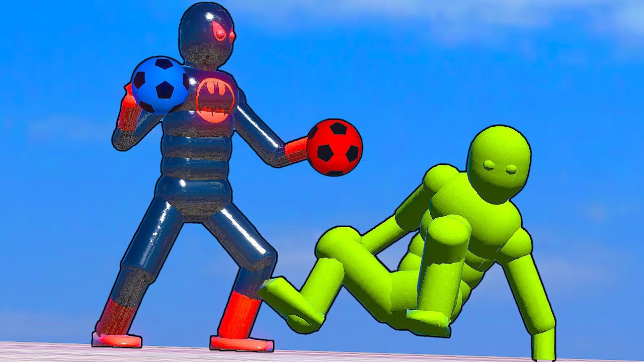 RED BATMAN BATTLES NOOB RAGDOLLS with FOOTBALLS DEATH RUN - Overgrowth ...