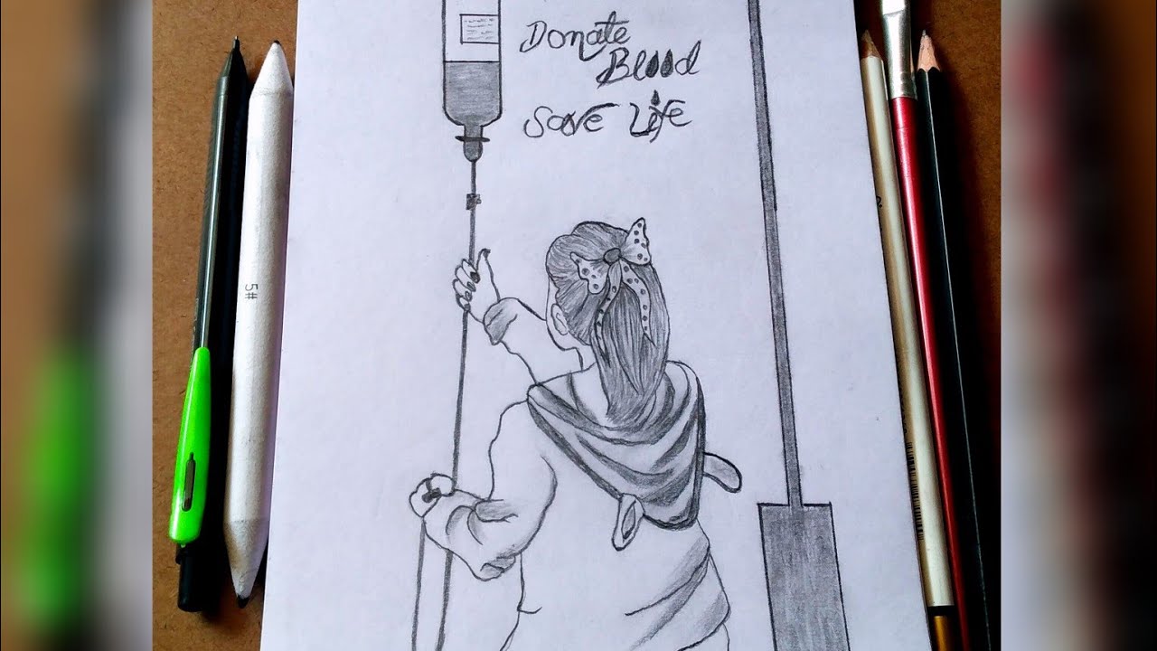 world blood donor day drawing easy | raktdaan drawing | blood donation ...