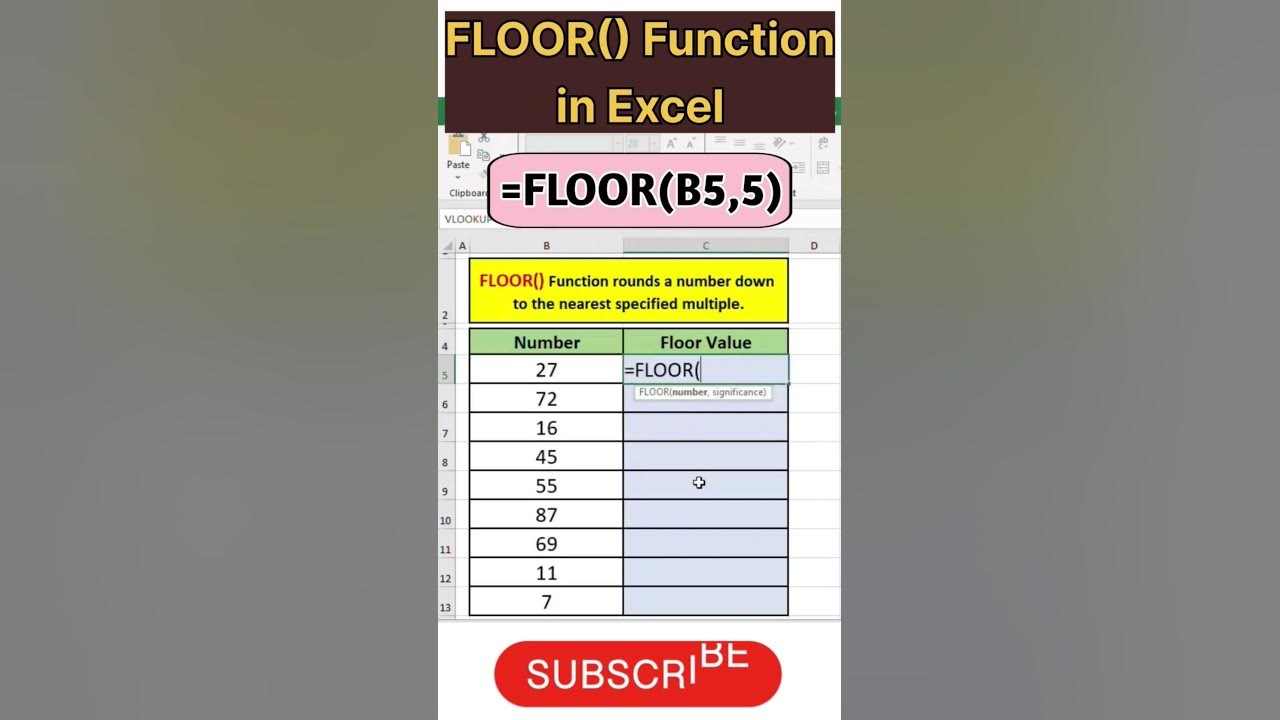 FLOOR() Function in Excel#Excel FLOOR() Formula#excel#exceltutorial#excelshorts#excelformula# ...