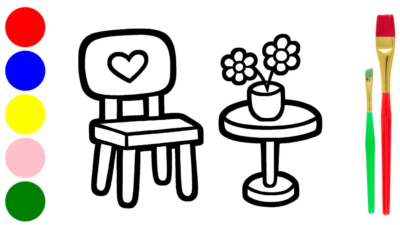 How to draw a chair easy, Drawing and coloring for toddlers | Basic ...