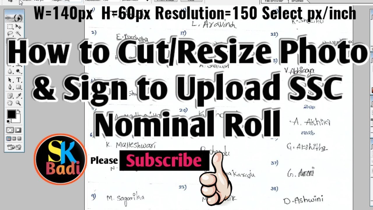 How to Cut Resize Photo & Sign to SSC Nominal Roll || SKBADI - YouTube