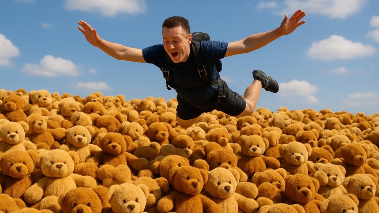 How many TEDDY BEARS to survive SKYDIVING?!? - YouTube