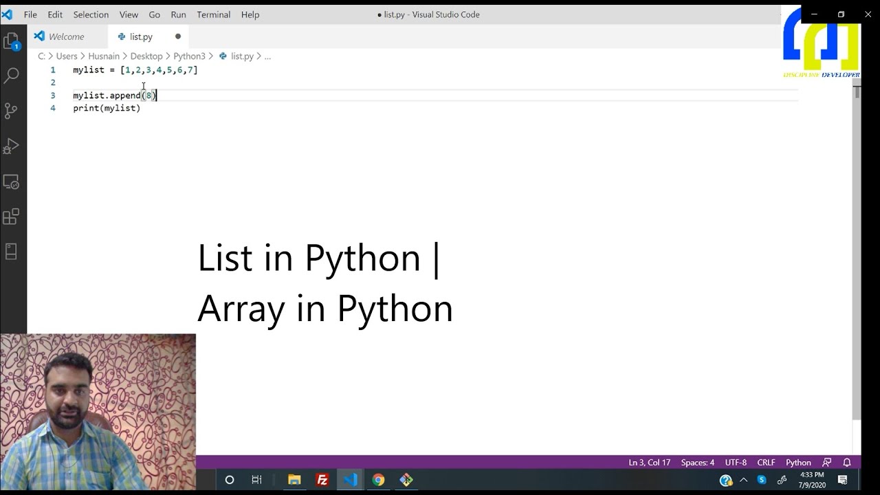 List in python3 - Python Tutorial 3 - Discipline Developer - YouTube