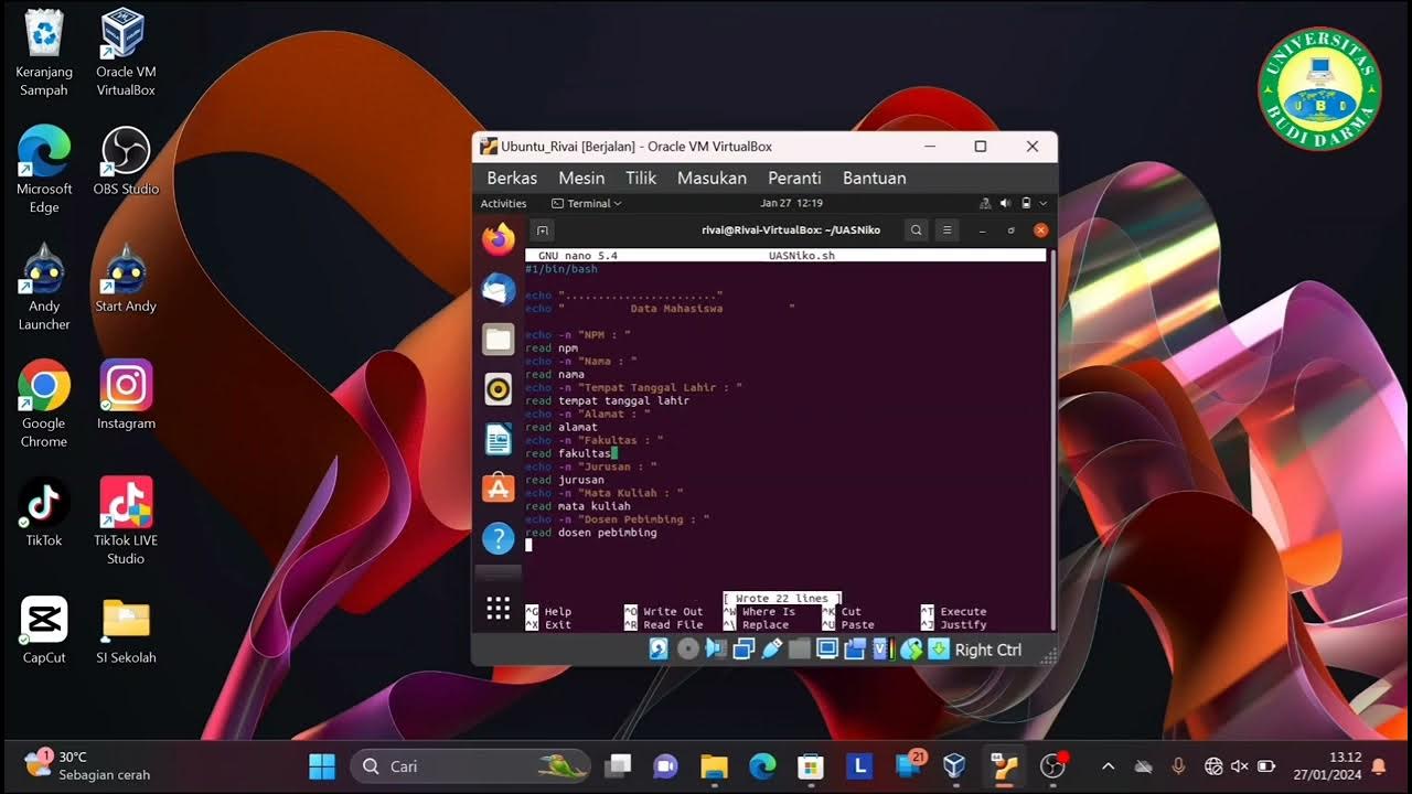 membuat pemrograman Shell data pribadi - YouTube