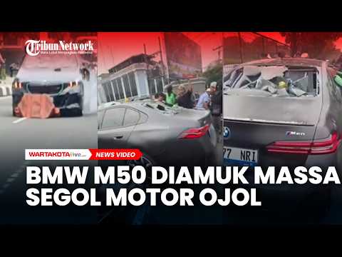 Sedan Mewah BMW M50 Diamuk Massa Segol Motor Ojol Langsung Tancap Gas