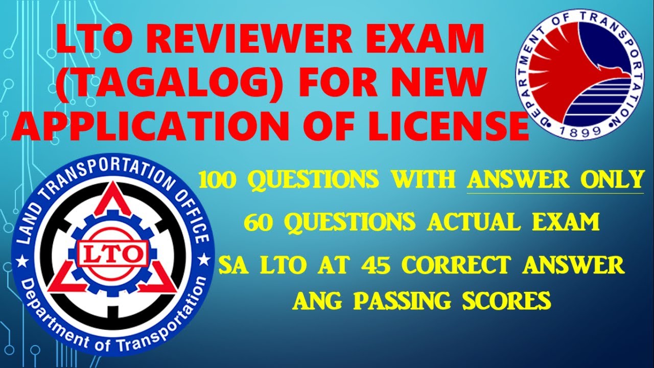 LTO EXAM REVIEWER WITH ANSWER ONLY (TAGALOG) FOR NEW APPLICATION OF ...