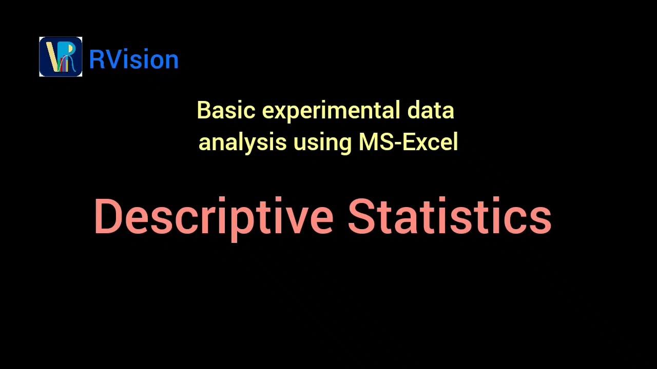 Descriptive Statistics using MS-Excel - YouTube