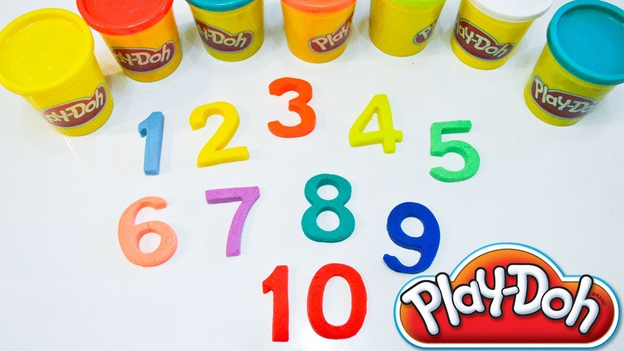 Learn Number 1 2 3 Play Doh Modelling Clay Peppa Pig Family make Number ...
