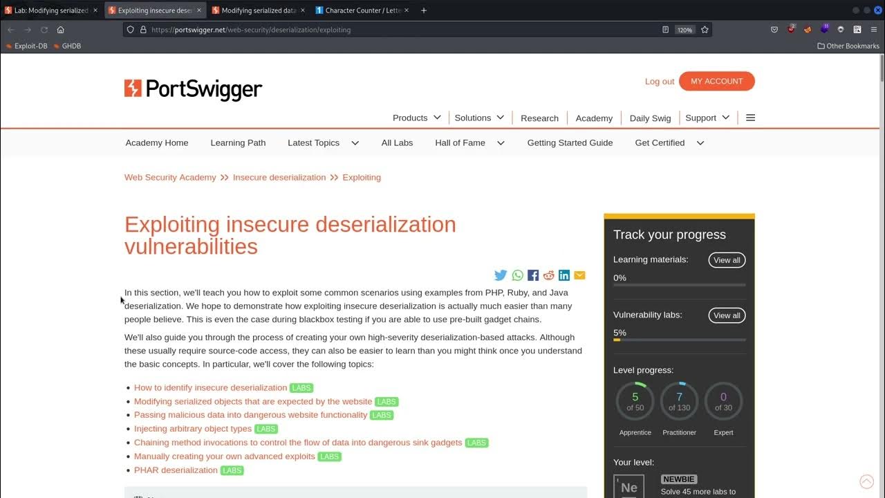Web Security Academy #009 Lab: Modifying serialized data types - YouTube