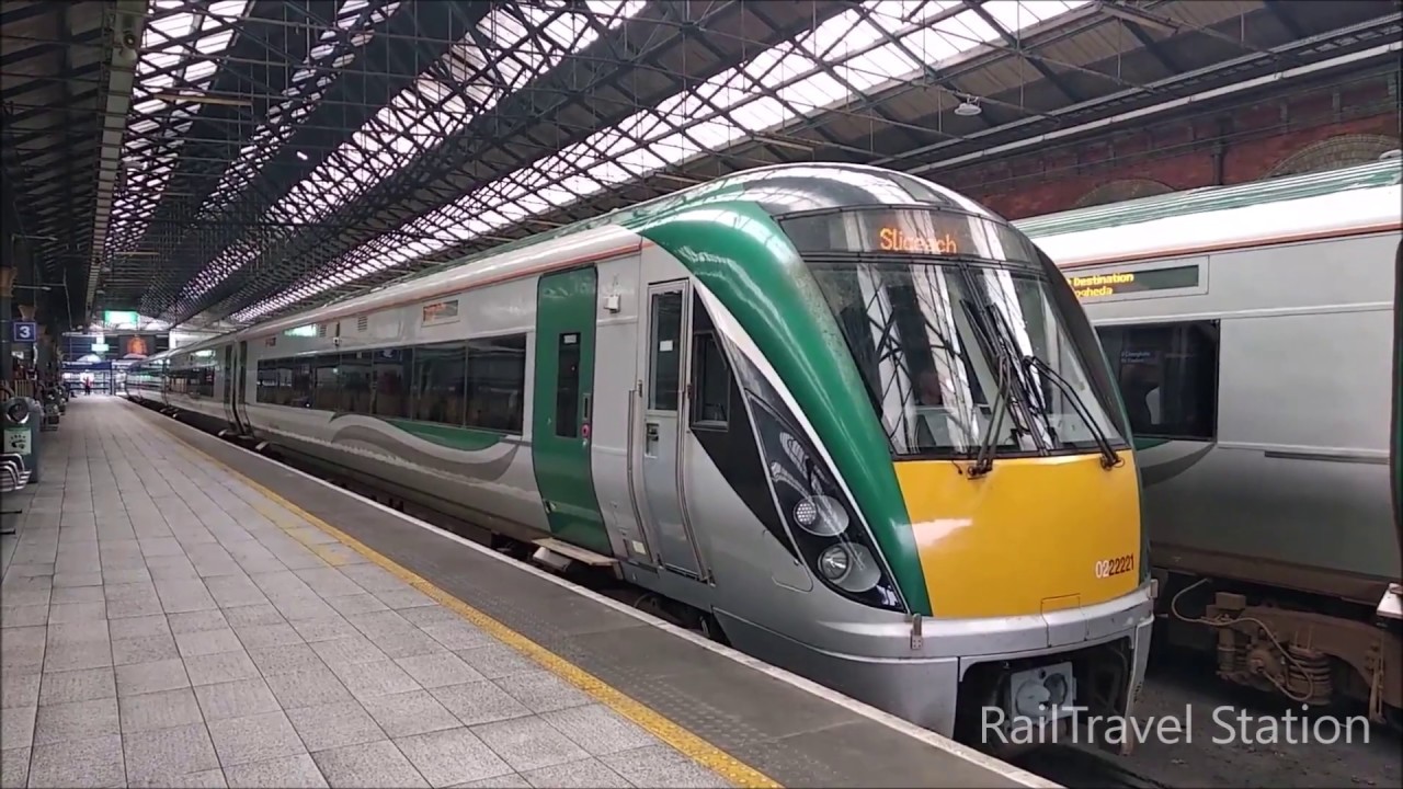 IE Irish Rail 22000 Class InterCity Railcar Departure from Dublin ...