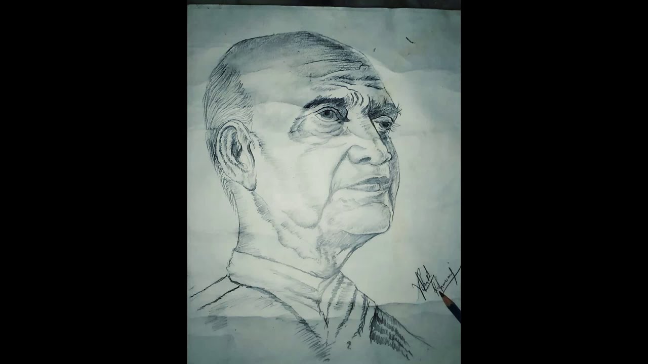 how to make sketch of Sardar Vallabhbhai Patel - YouTube