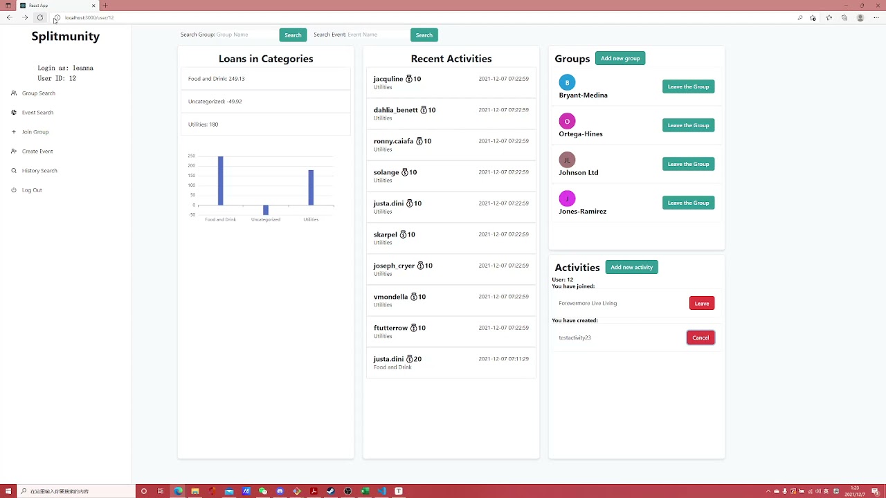Splitmunity (UIUC-CS411-21Fall, Database System, Final Project, Demo ...
