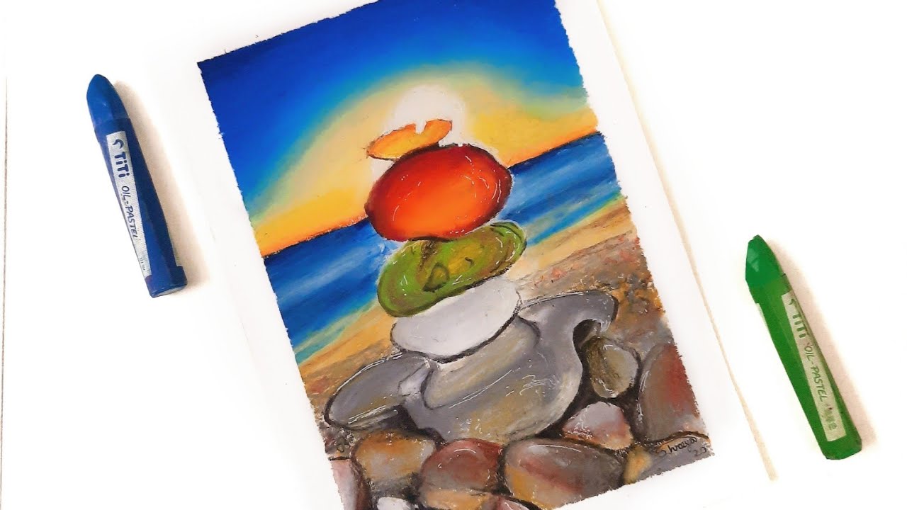 Oil pastel drawing || How to draw with OIL PASTEL|| Stones drawing ...