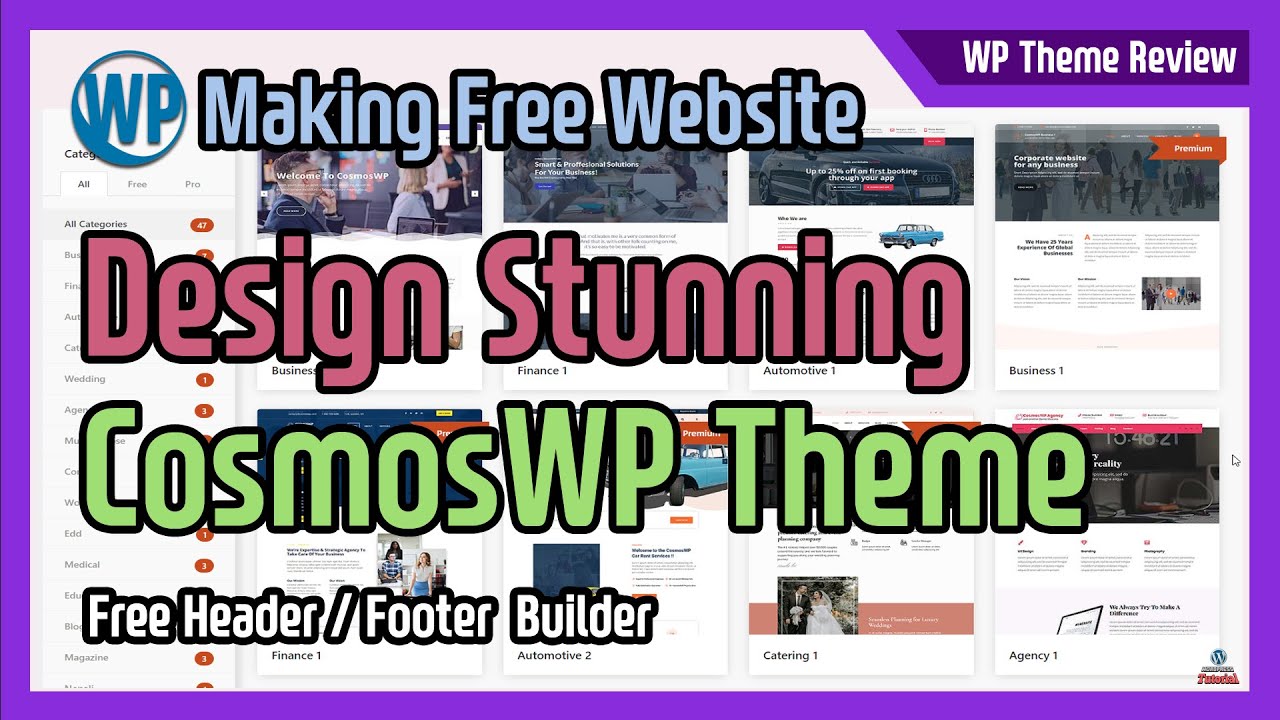 Make free website - CosmosWP theme, stunning Website design, WordPress - YouTube