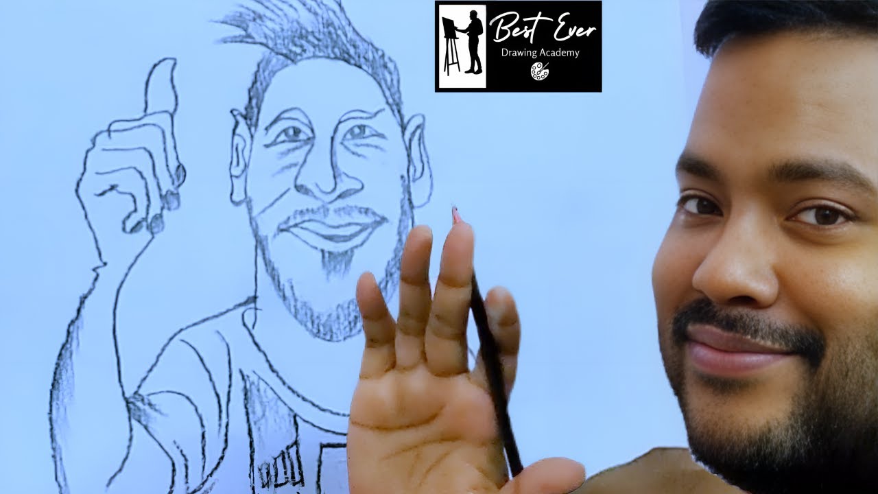 How to Draw Lionel Messi Cartoon Step by Step | Easy Pencil Sketch ...