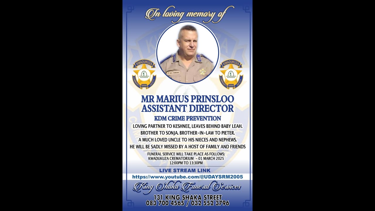 Funeral Service of the Late Mr Marius Prinsloo - YouTube