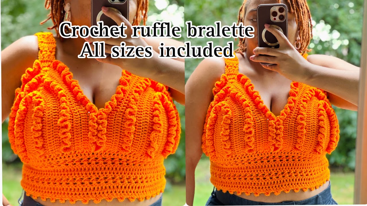 Crochet easy ruffle bralette tutorial for all sizes/dee’s creations # ...