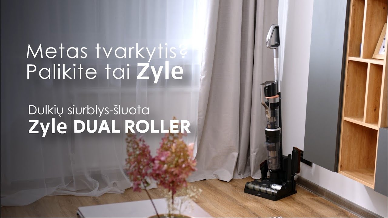 Dulkių siurblys - šluota Zyle Dual Roller ZY605VC - YouTube