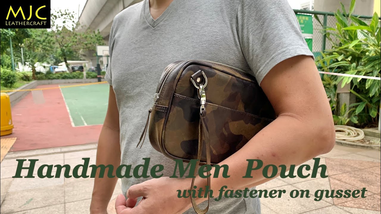 Handmade Men Pouch with fastener on gusset - YouTube