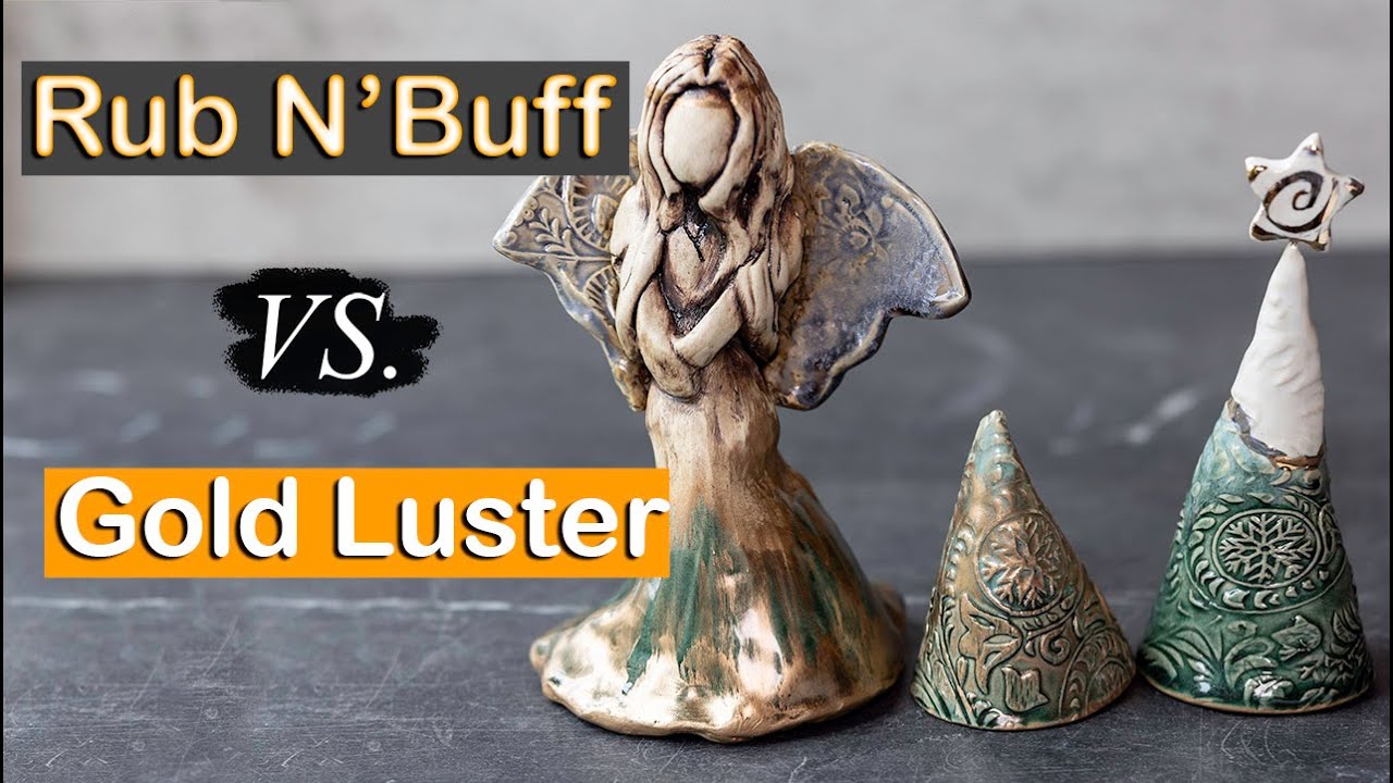 Rub N' Buff Gold for Ceramics vs. Mayco's Gold Luster - YouTube