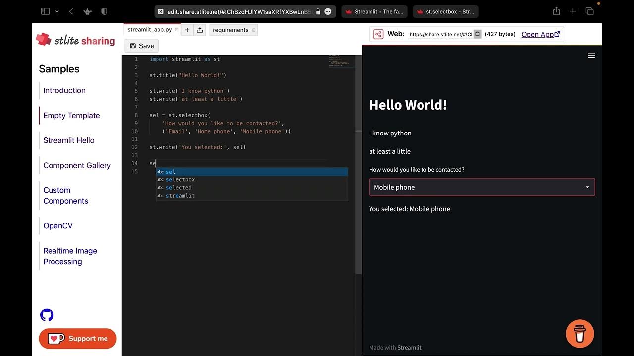 Streamlit Apps mit stlite sharing - YouTube