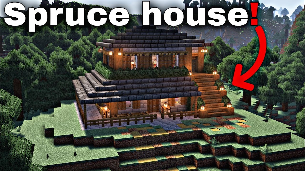 Minecraft Tutorial: how to build a Spruce HOUSE!🏡🌲 - YouTube