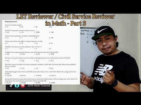 Civil Service Exam Reviewer in Math - Part 3 (21-30) - YouTube